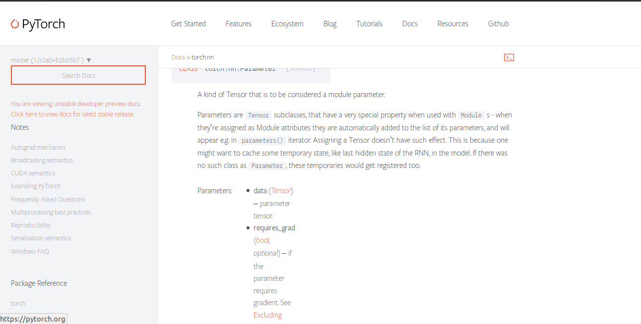 Indentation in new docs · Issue #11930 · pytorch/pytorch · GitHub