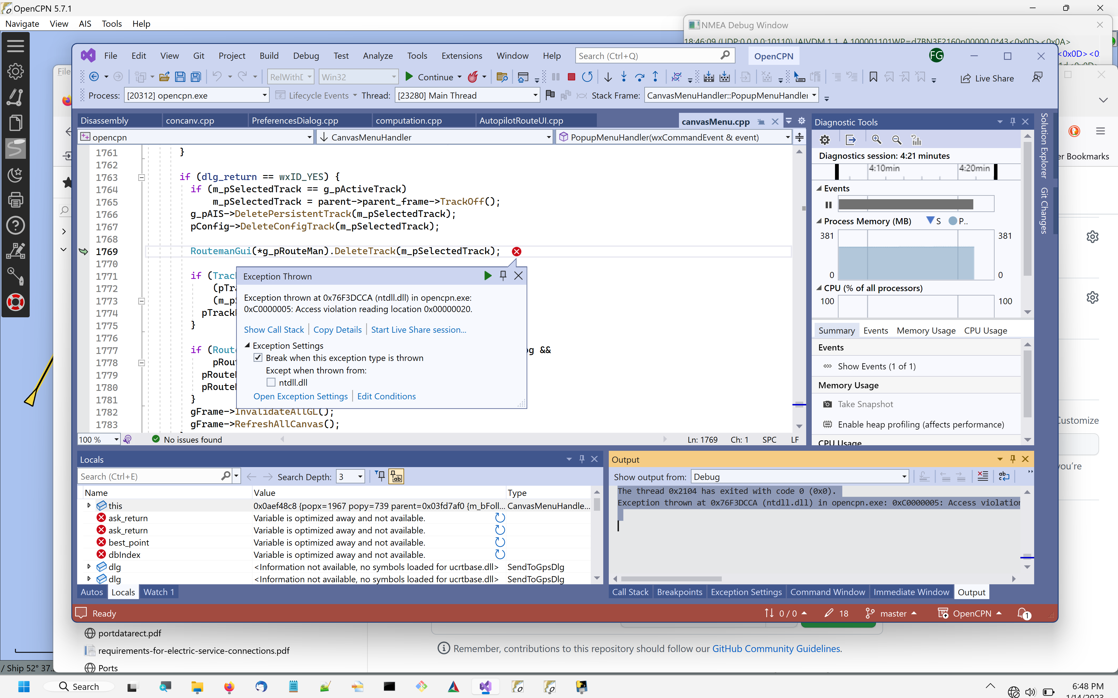 Delete an active track and Freeze OpenCPN · Issue #2930 · OpenCPN/OpenCPN · GitHub