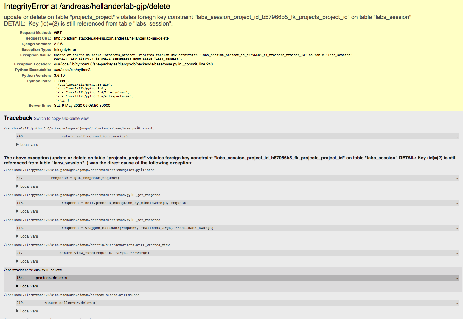 Project delete broken · Issue #82 · scaleoutsystems/stackn · GitHub