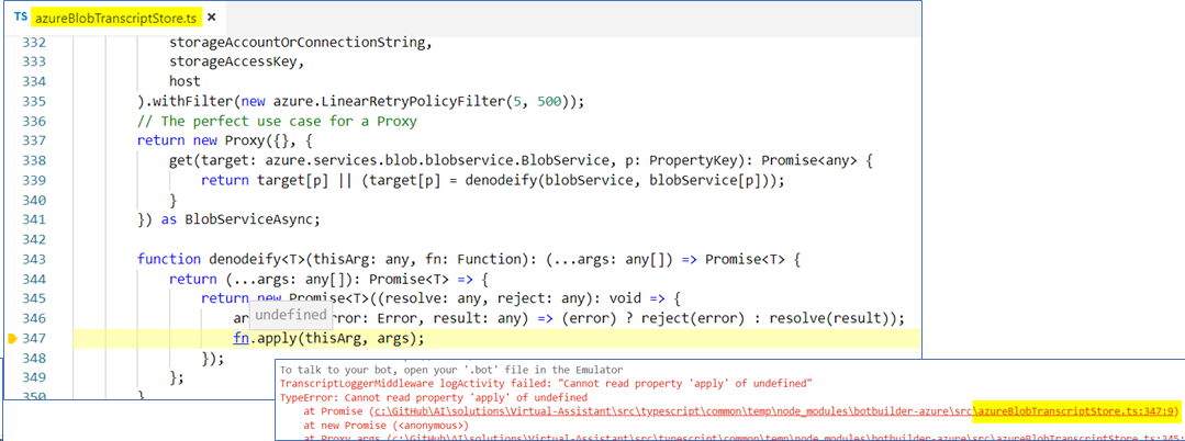 AzureBlobTranscriptStore throws error when starting conversation with Bot · Issue #808 ...