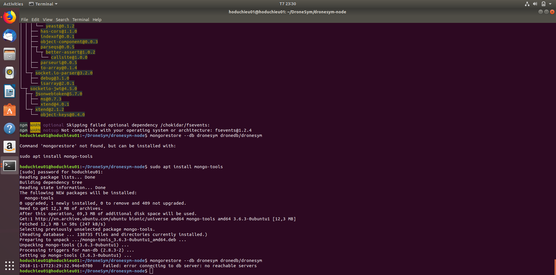 [Dronesym-node]Failed: Error connecting to db server: no reachable servers · Issue #142 ...