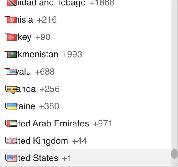 Flag Icon Blocking Country Name In Dropdown Menu · Issue 238 · Bl00mber React Phone Input 2