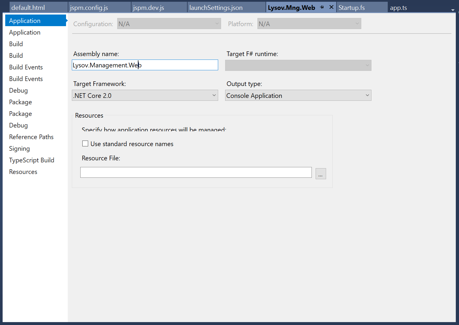 Duplicated tabs in project properties on .NET Core 2.0 · Issue #3513 · dotnet/fsharp · GitHub