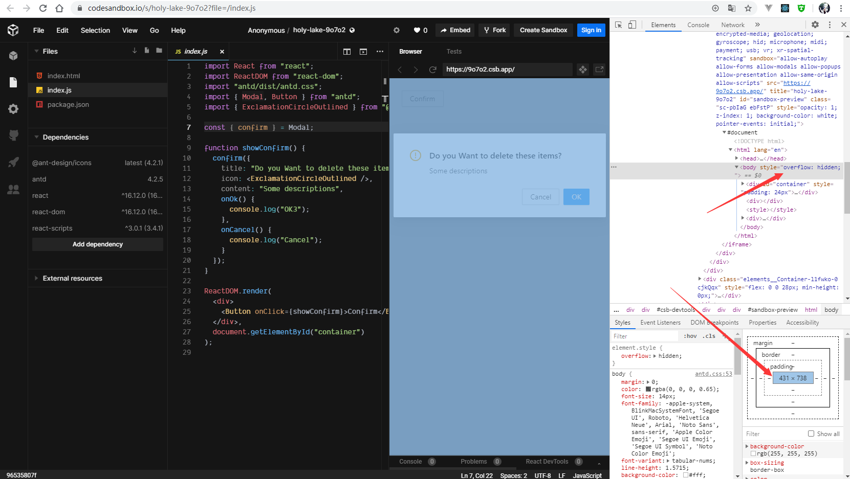 modal.confirm会导致页面宽度发生变化 · Issue #24572 · ant-design/ant-design · GitHub
