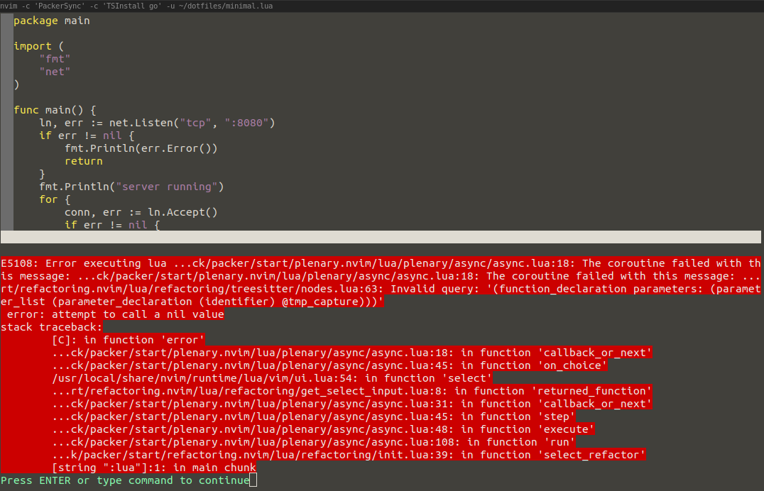 Refactoring Not Working The Coroutine Failed Scope Is Nil · Issue 371 · Theprimeagen