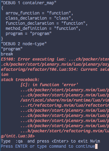 refactoring not working, The coroutine failed, Scope is nil · Issue #371 · ThePrimeagen ...