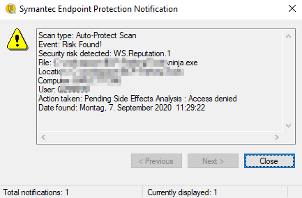 Windows defender flags ninja.exe · Issue #1832 · ninja-build/ninja · GitHub