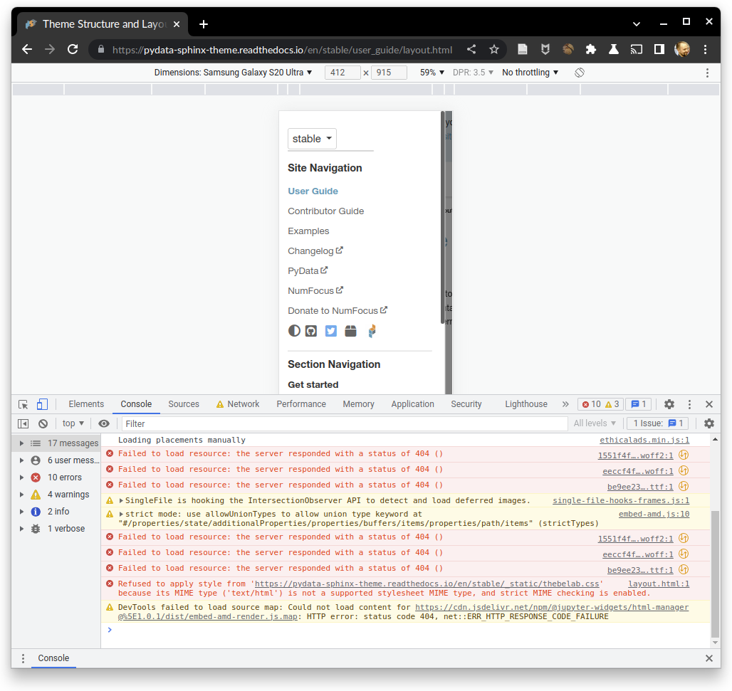Bug Mobile Version Switcher Drop Down Broken On 0133 · Issue 1322 · Pydatapydata Sphinx