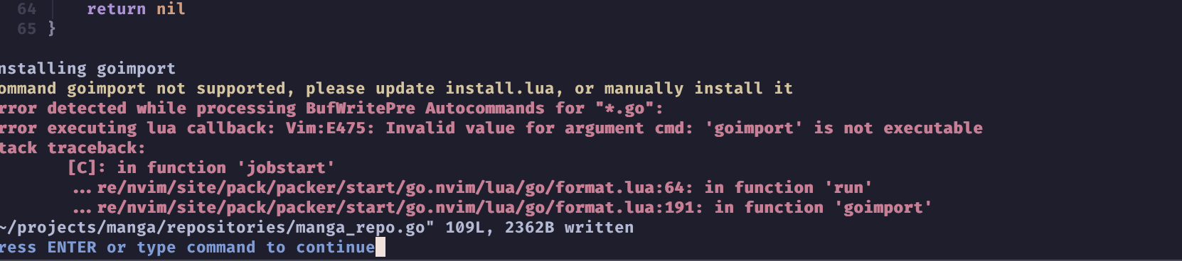 Go Auto Format And Import Not Working · Issue #288 · ray-x/go.nvim · GitHub