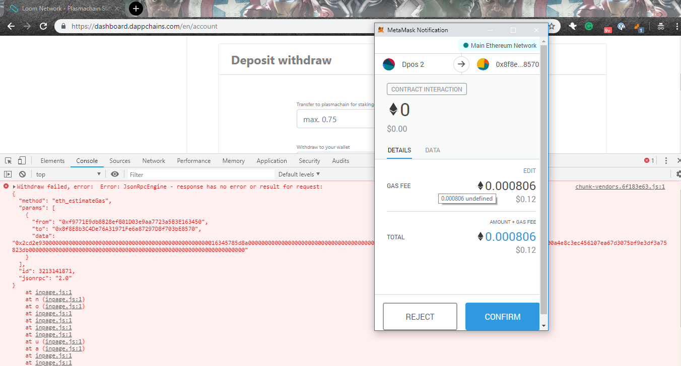 Withdraw: eth_estimateGas error · Issue #51 · loomnetwork/dashboard · GitHub