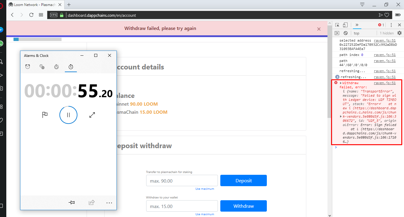 Opera: Withdraw getting failed as well · Issue #183 · loomnetwork/dashboard · GitHub
