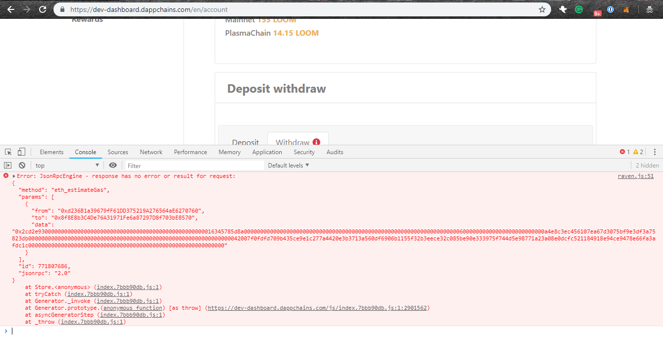 Withdraw: eth_estimateGas error · Issue #51 · loomnetwork/dashboard · GitHub
