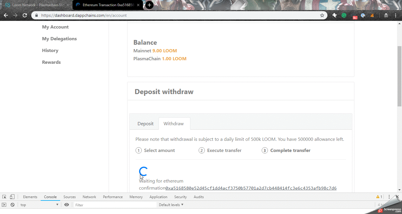 After successful withdraw, the loading animation is keep running on the tab section · Issue #248 ...