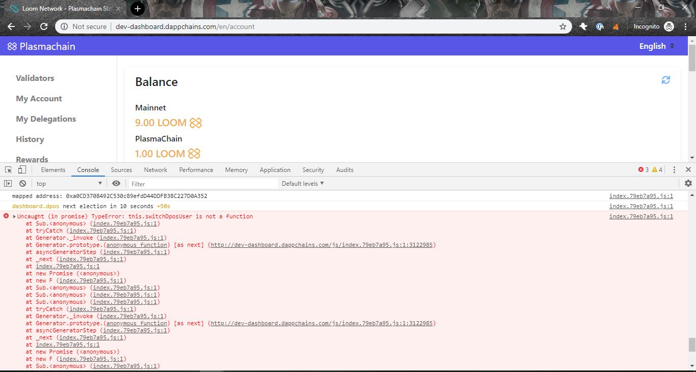 Staging: Incomplete Withdraw flow issue · Issue #404 · loomnetwork/dashboard · GitHub