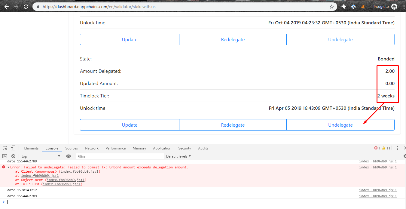 Prod: Unable to undelegate amount for validator having multiple stake entries · Issue #431 ...