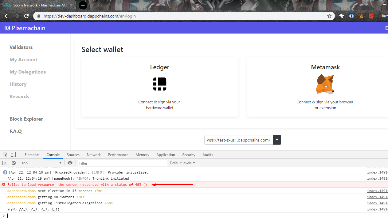 US1: 403 error upon first attempt to login with metamask · Issue #451 · loomnetwork/dashboard ...