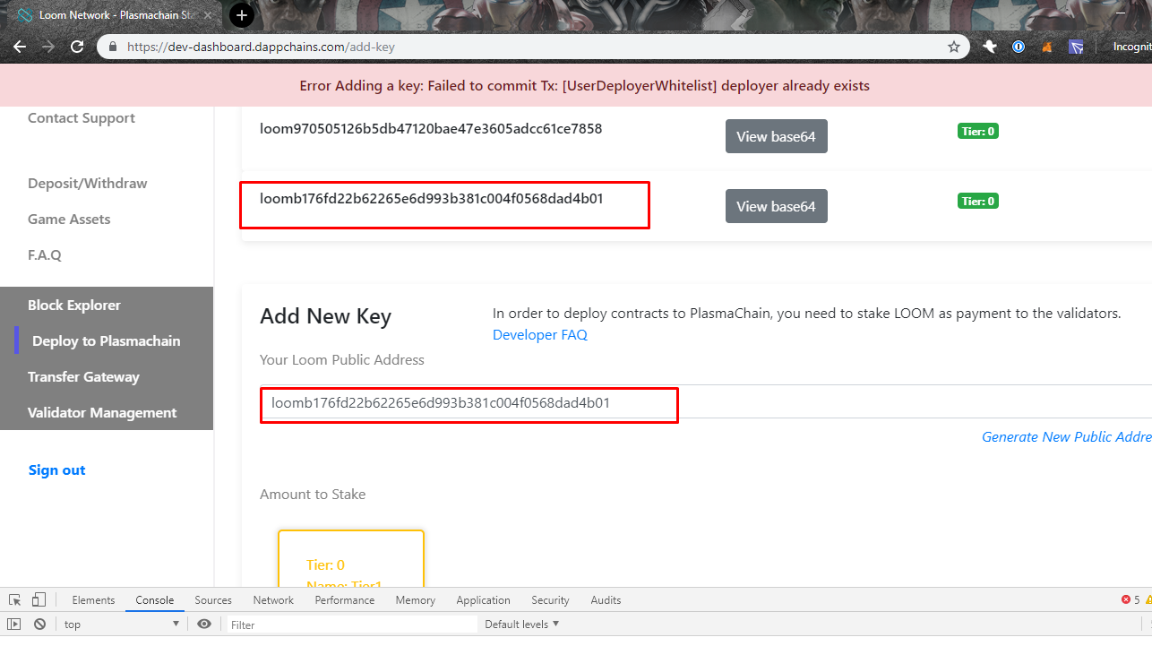 Deploy to PlasmaChain: We should check existing loom address check before sign in request ...