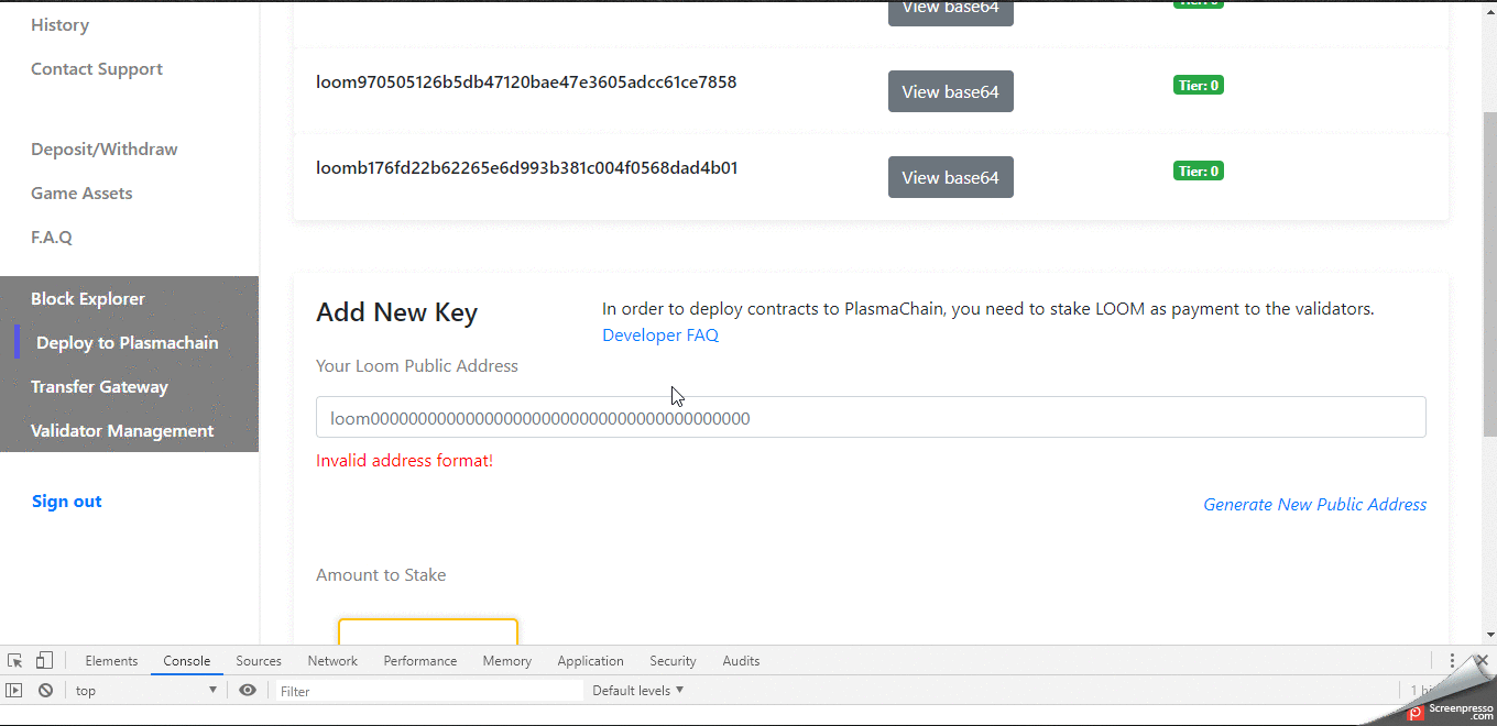 Deploy to PlasmaChain: We should check existing loom address check before sign in request ...
