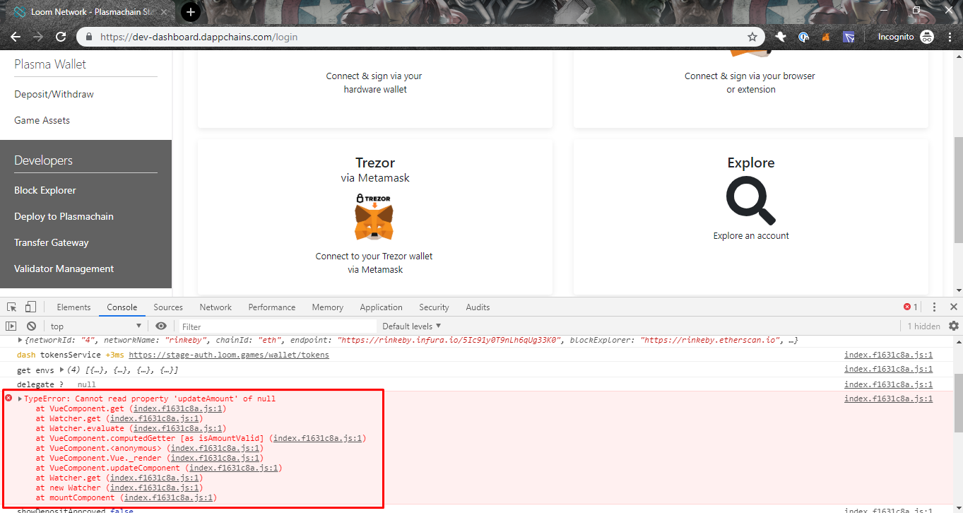Type error after user Sign out from the account · Issue #766 · loomnetwork/dashboard · GitHub