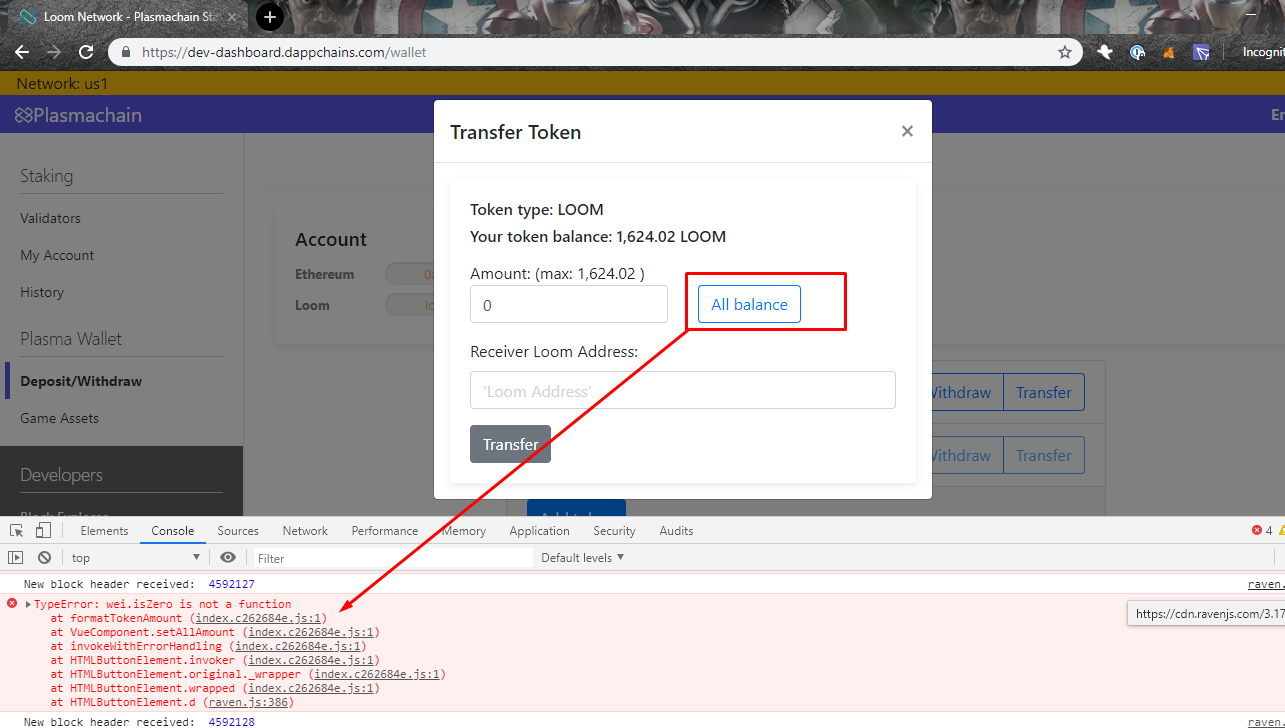 Wallet: All balance button is throwing error during transfer tokens · Issue #769 · loomnetwork ...