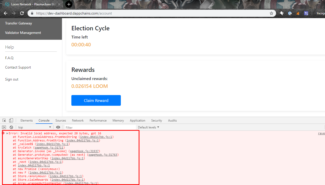 Claim Rewards throwing Invalid local address error · Issue #792 ...