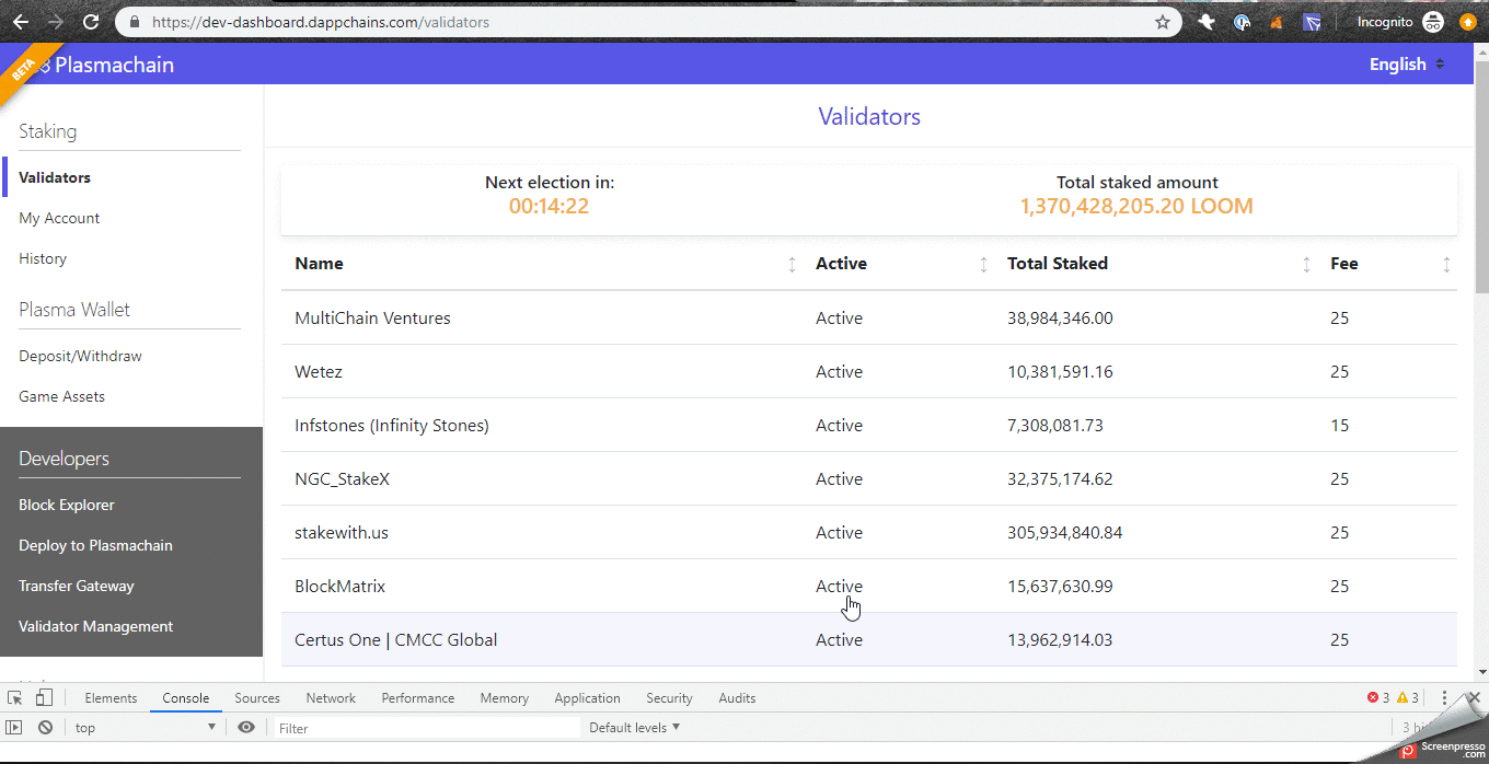 Validators: Sorting is not working for Total Staked Column · Issue #818 · loomnetwork/dashboard ...