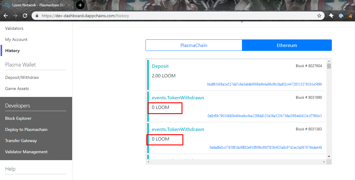 History: Entries with 0 LOOM tokens were shown · Issue #827 · loomnetwork/dashboard · GitHub