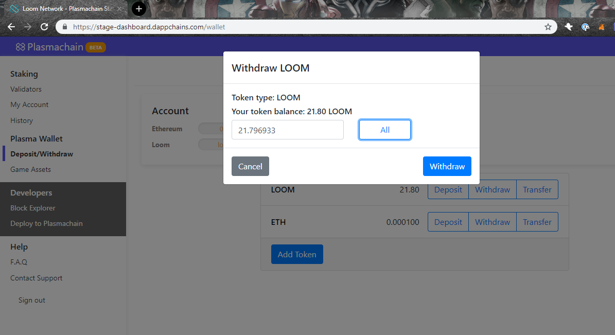 floating point error when attempting to withdraw 'all' · Issue #321 · loomnetwork/dashboard · GitHub