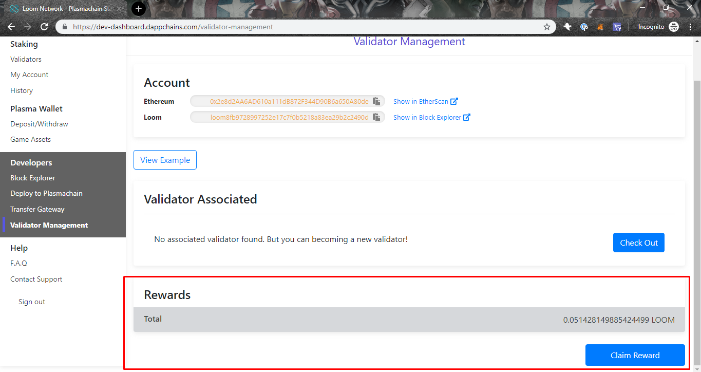 Validator Mgt: Need to remove Rewards section for accounts which are not associated · Issue ...