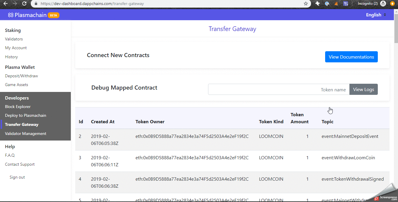 Developers -> Token Mappings · Issue #763 · loomnetwork/dashboard · GitHub
