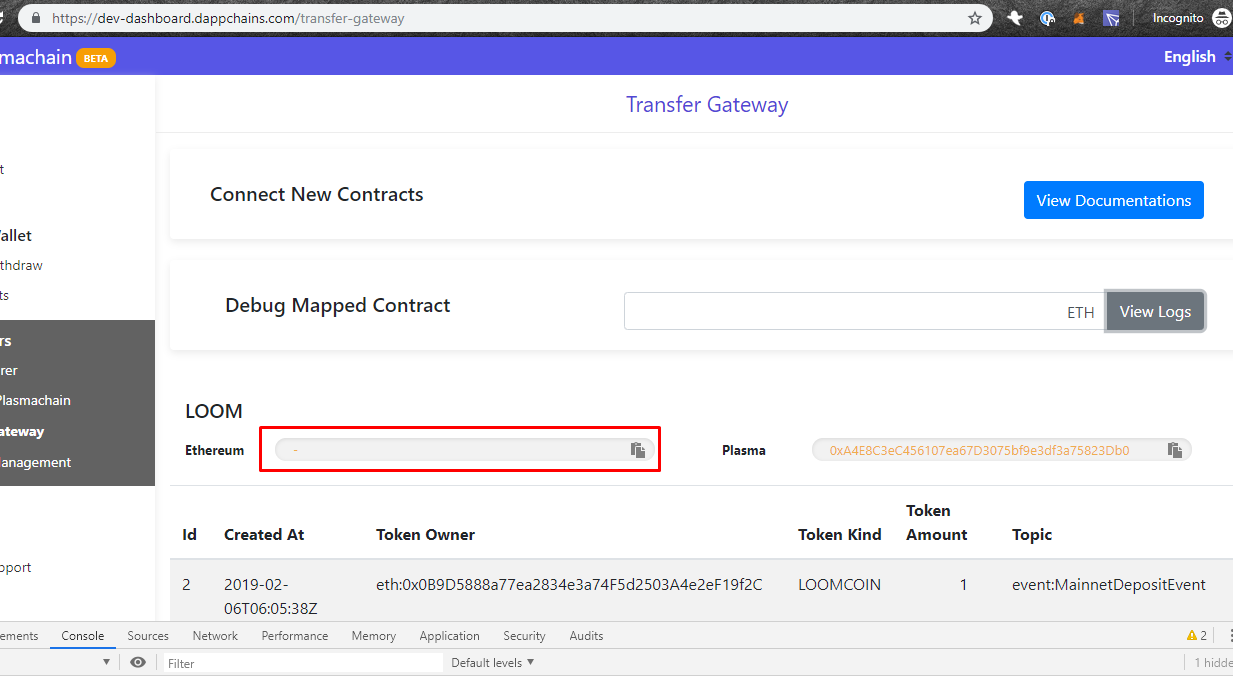 Show token contract mapping · Issue #1059 · loomnetwork/dashboard · GitHub