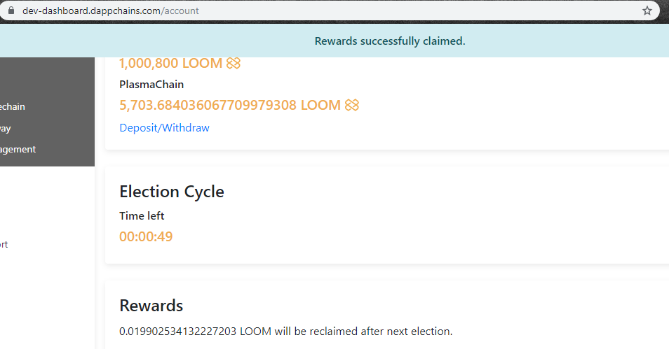 Typo in rewards confirmation pop up · Issue #1208 · loomnetwork/dashboard · GitHub