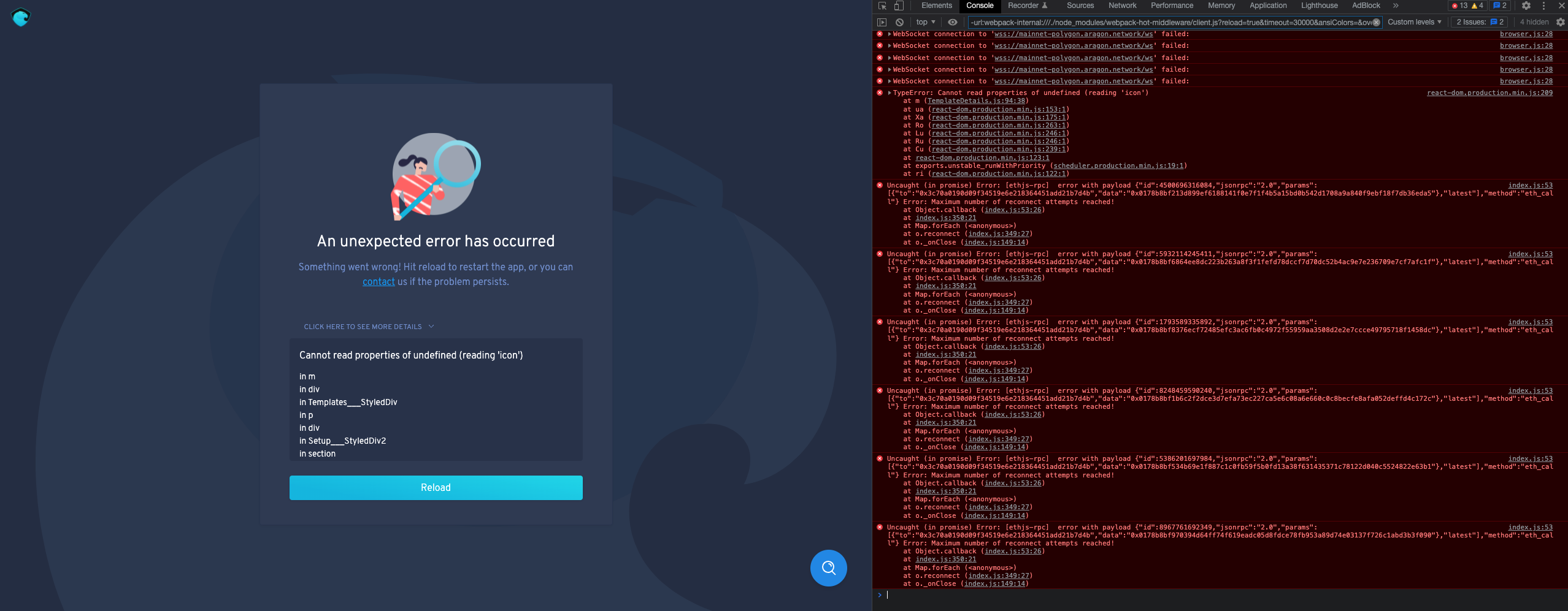 Template load error when creating DAO on Polygon · Issue #1723 · aragon/client · GitHub