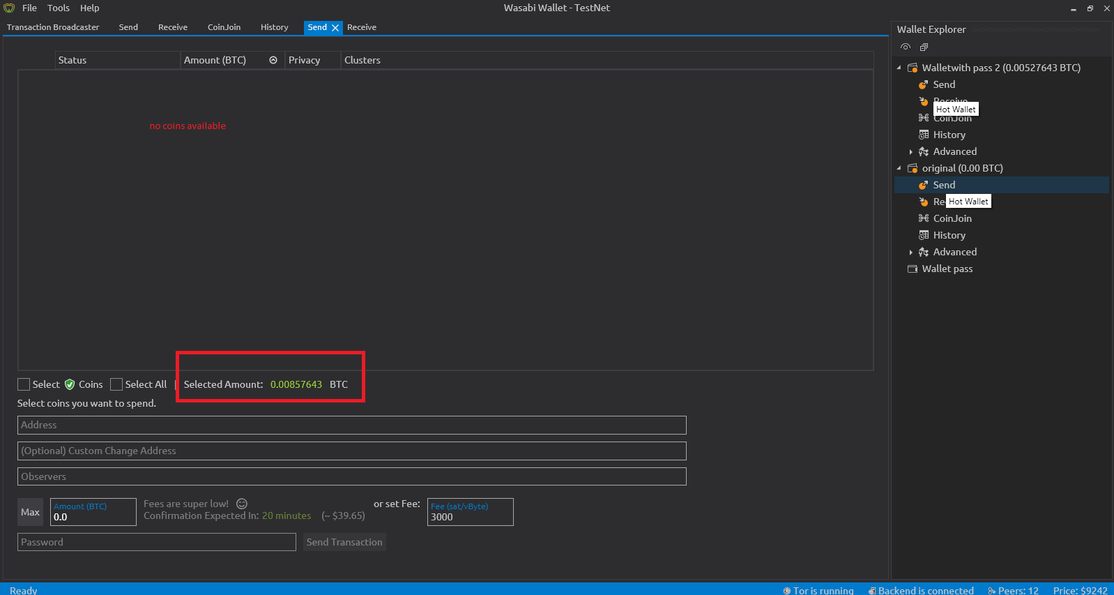 Sending transaction - selected amount · Issue #3959 · WalletWasabi/WalletWasabi · GitHub