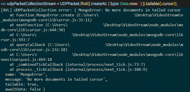 Tailable cursor, not matching correctelly · Issue #5390 · Automattic/mongoose · GitHub