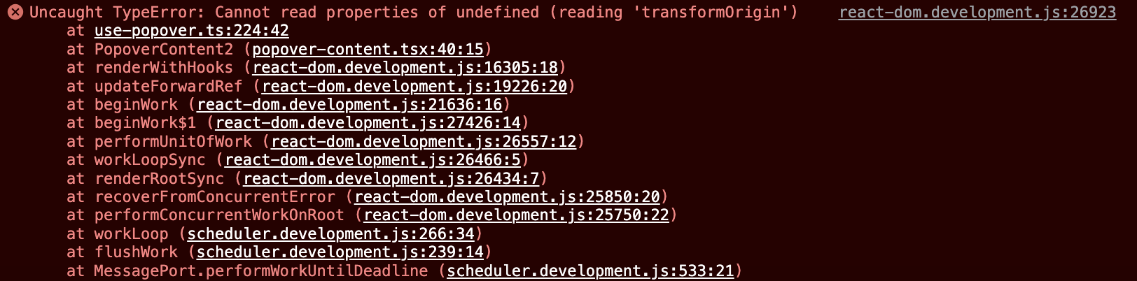 Popover Component with Parcel.js (Cannot read properties of undefined (reading 'transformOrigin ...