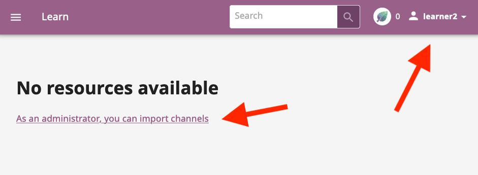 incorrect message shown to learner with import permission · Issue #8392 · learningequality ...