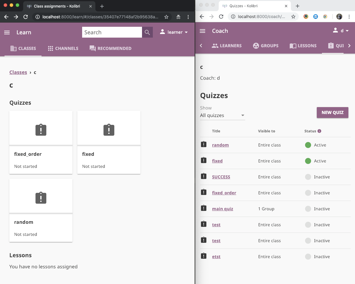 inactive quizzes are not marked as 'completed' · Issue #4743 · learningequality/kolibri · GitHub