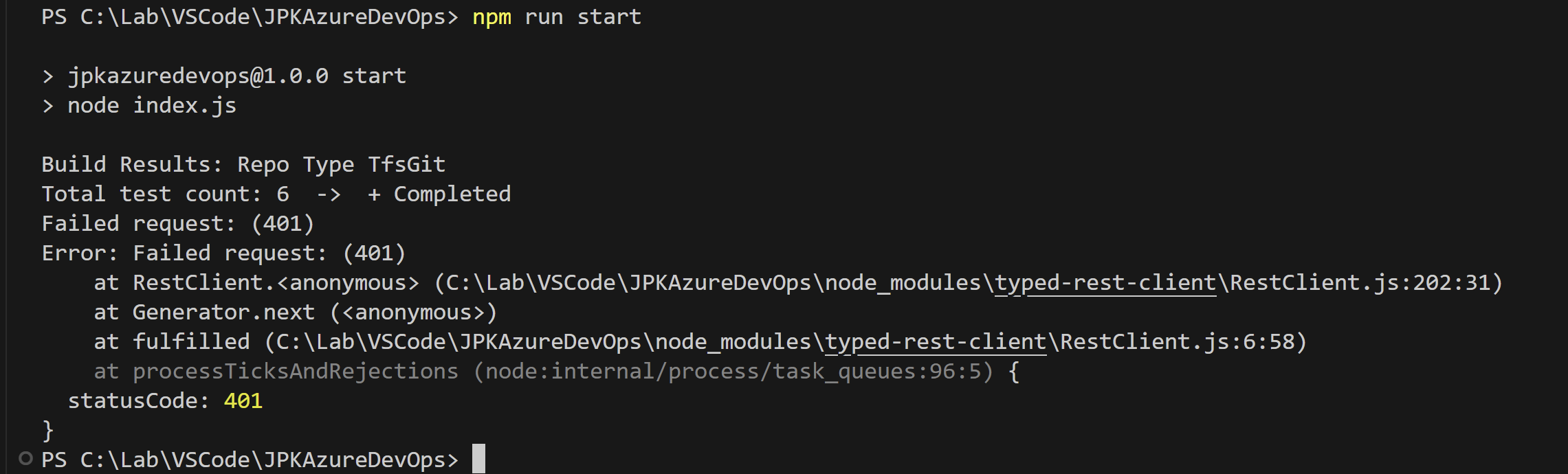 Gettestresultsbybuild Throws 401 Error · Issue 553 · Microsoftazure Devops Node Api · Github