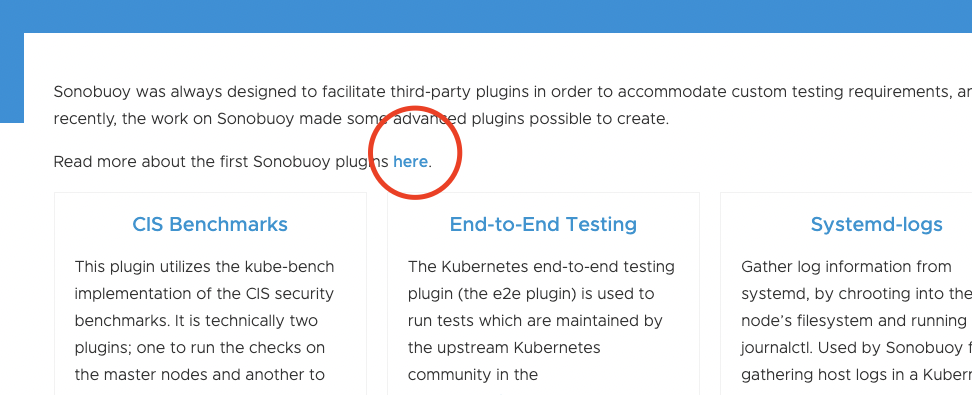 Sonobuoy plugins link broken · Issue #1238 · vmware-tanzu/sonobuoy · GitHub