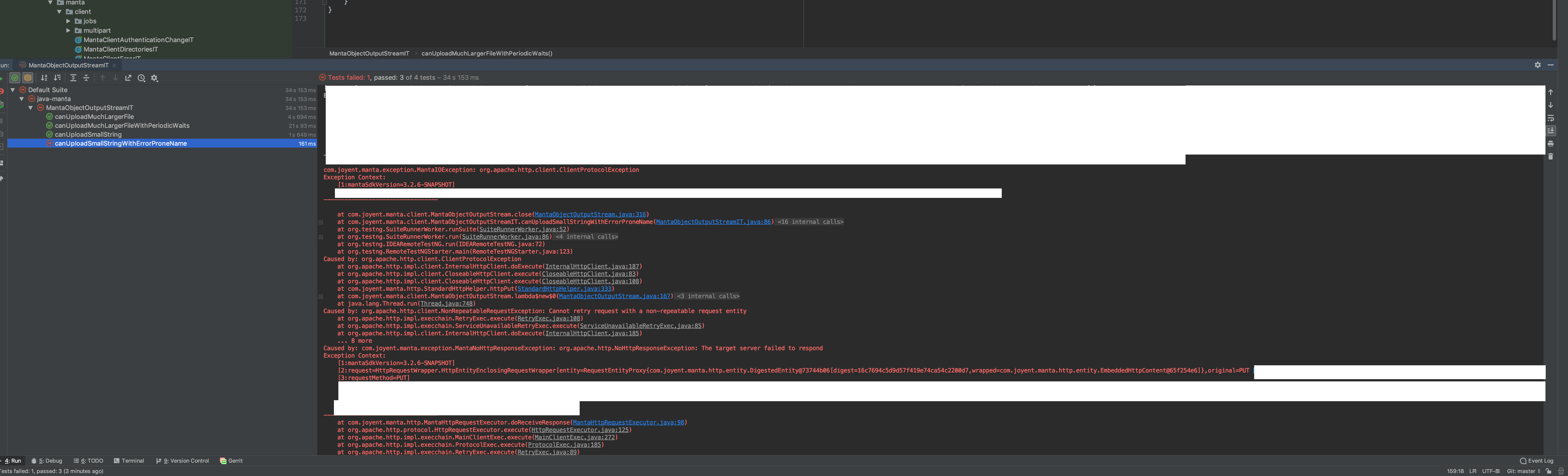 Error occurred with 'mvn clean install' against the java-manta directory in the ...