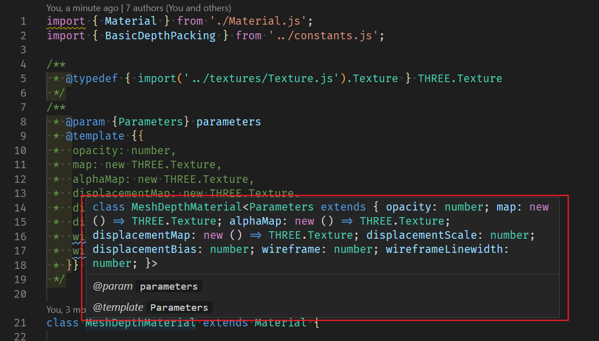 MeshDepthMaterial: Clean up. by linbingquan · Pull Request #21902 · mrdoob/three.js · GitHub