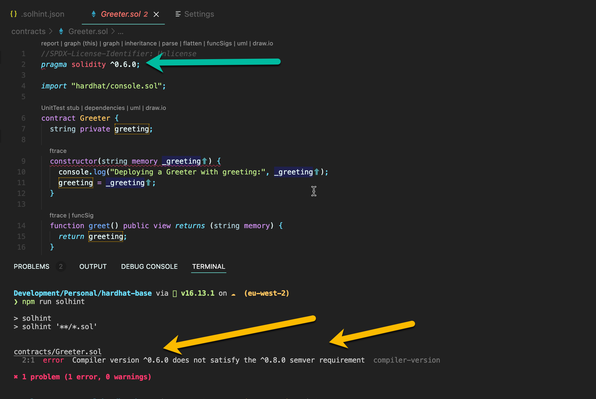 Solhint not being picked up in vscode but in cli it is. · Issue #326 · juanfranblanco/vscode ...