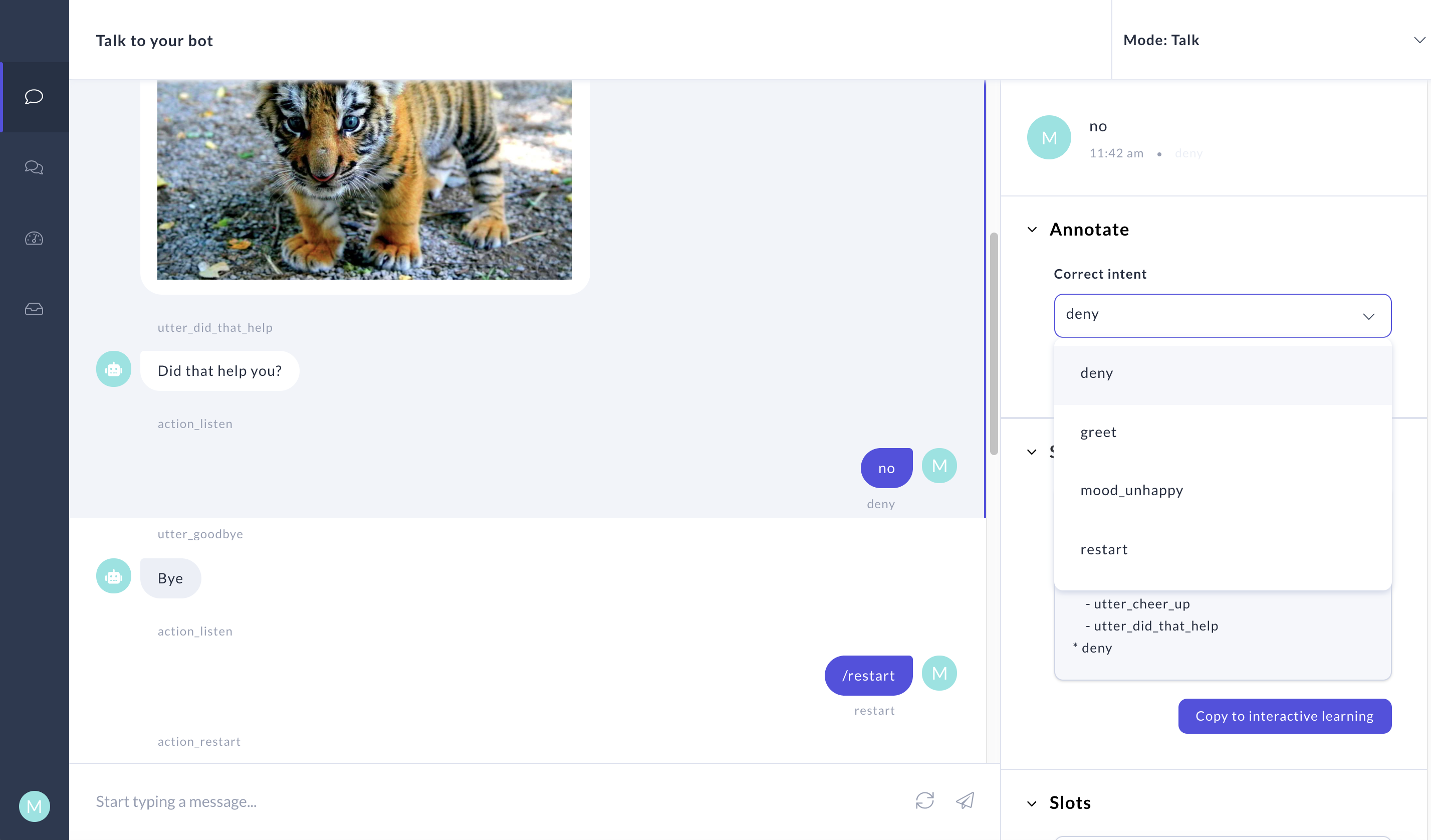 Rasa X: Annotate - Correct intent: intents missing from dropdown · Issue #3845 · RasaHQ/rasa ...