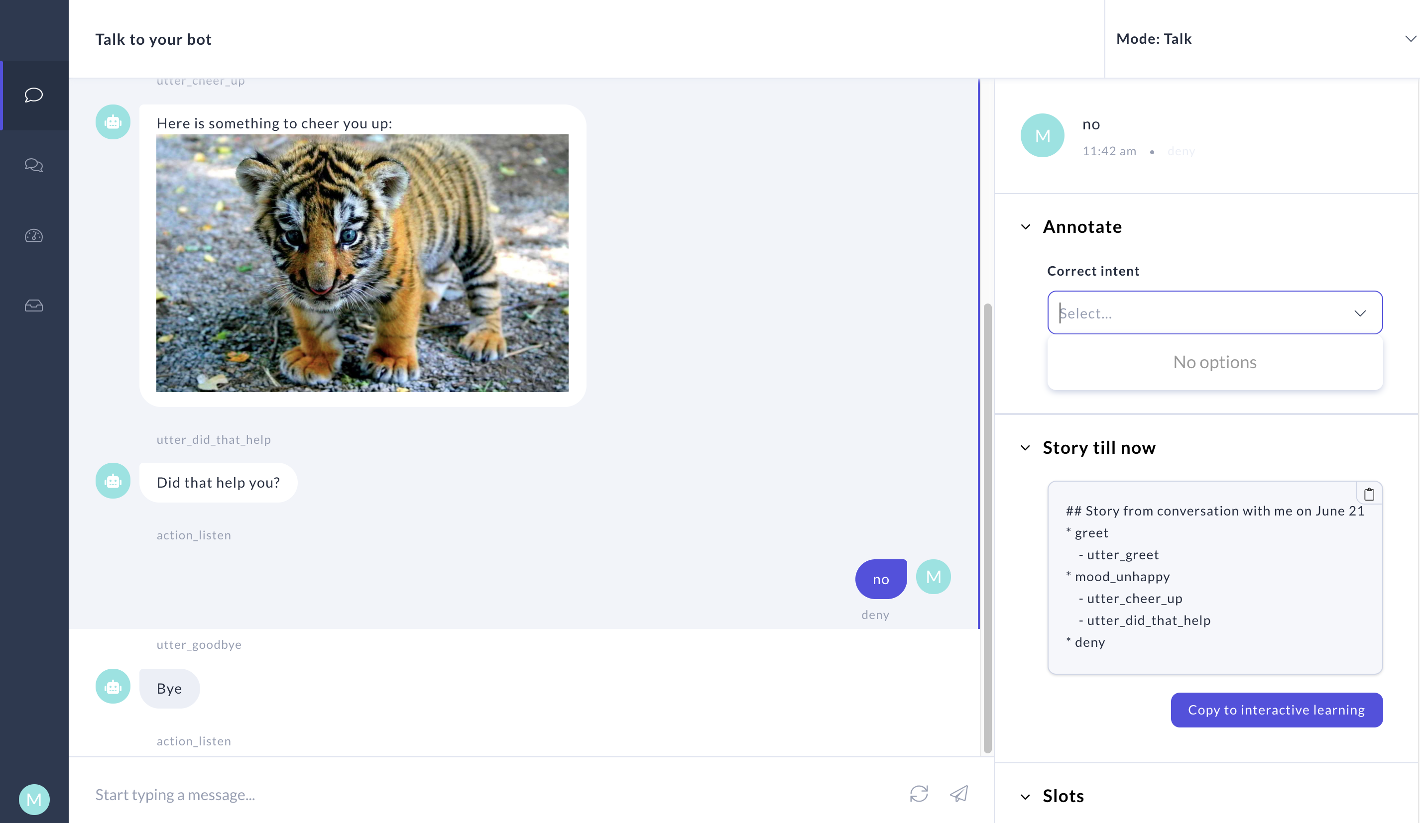 Rasa X: Annotate - Correct intent: intents missing from dropdown · Issue #3845 · RasaHQ/rasa ...
