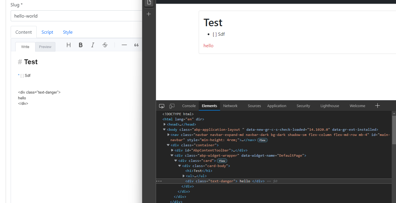 CMS kit not render html content instead showing html code · Issue #13274 · abpframework/abp · GitHub