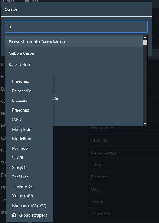 [Bug Report] Performer scrape menu obstructs search results · Issue #1049 · stashapp/stash · GitHub