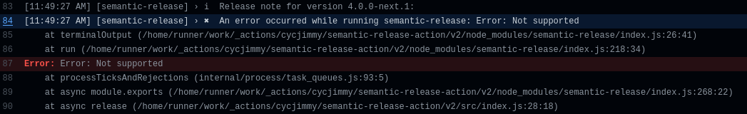 Error: Not supported · Issue #92 · cycjimmy/semantic-release-action · GitHub