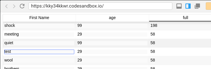 Editable content + sorting results in an render/update bug · Issue #1096 · TanStack/table · GitHub