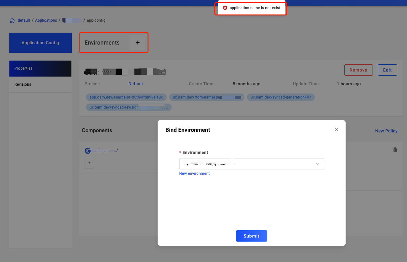 When Binding The Environment To The Application”application Name Is Not Exist“ · Issue 5371